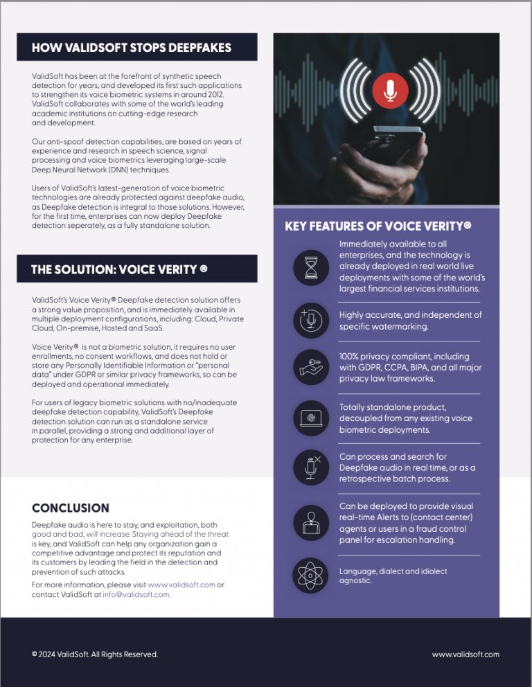 Voice Verity® Deepfake Audio Detection